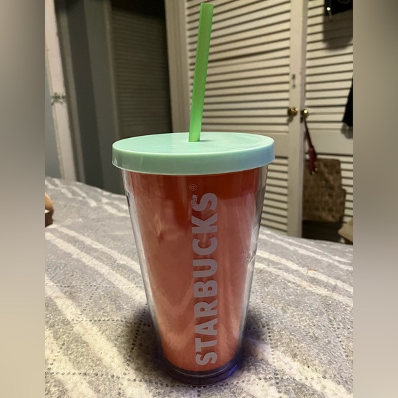 Starbucks | Dining | Starbucks Orange And Mint Cold Cup Tumbler | Poshmark